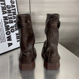 Platform Fold Over Chunky Mid-Calf Vegan Leather Boots – Asyllum