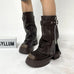 Platform Fold Over Chunky Mid-Calf Vegan Leather Boots – Asyllum